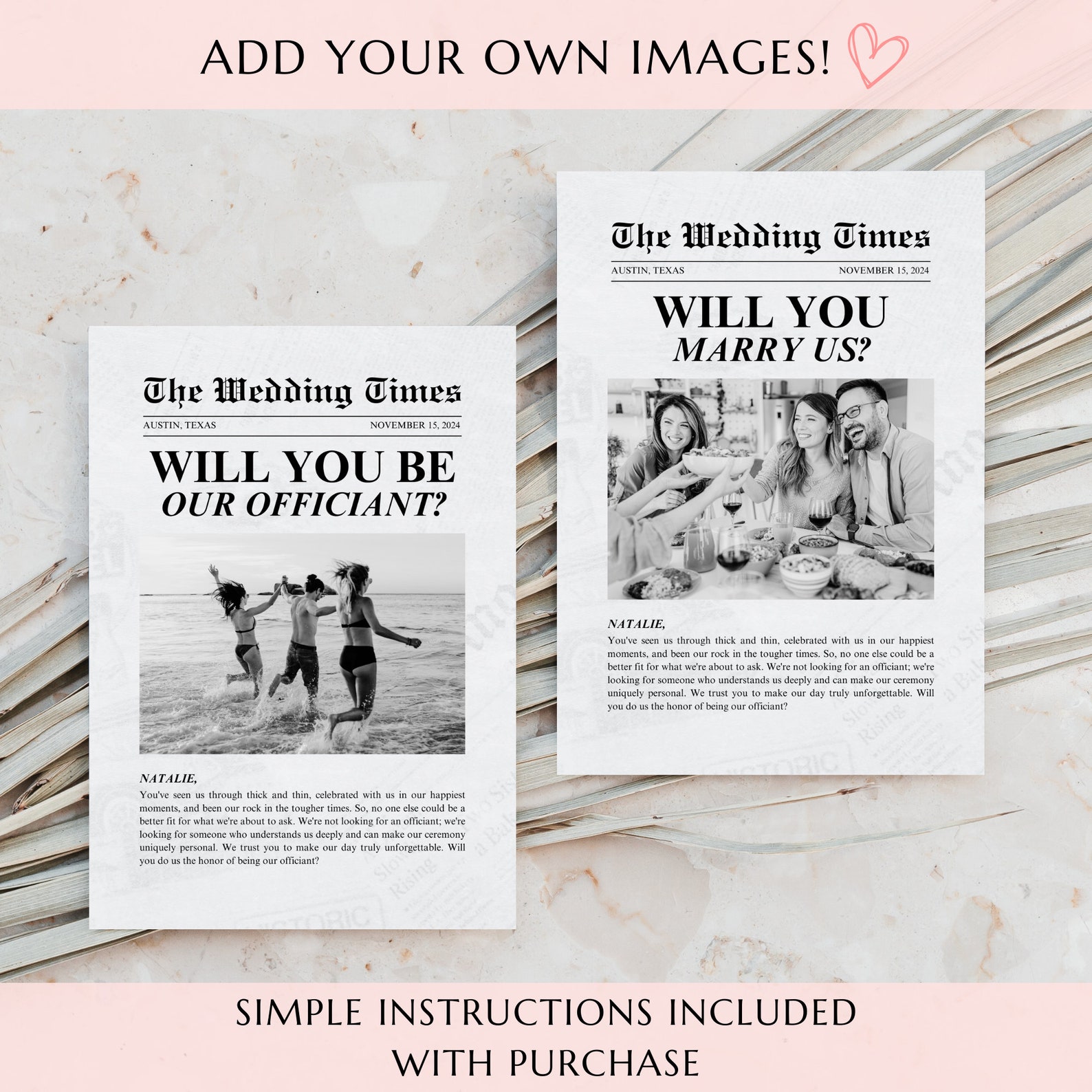 Wedding Officiant Proposal Card Newspaper Template, Ask Officiant Idea ...