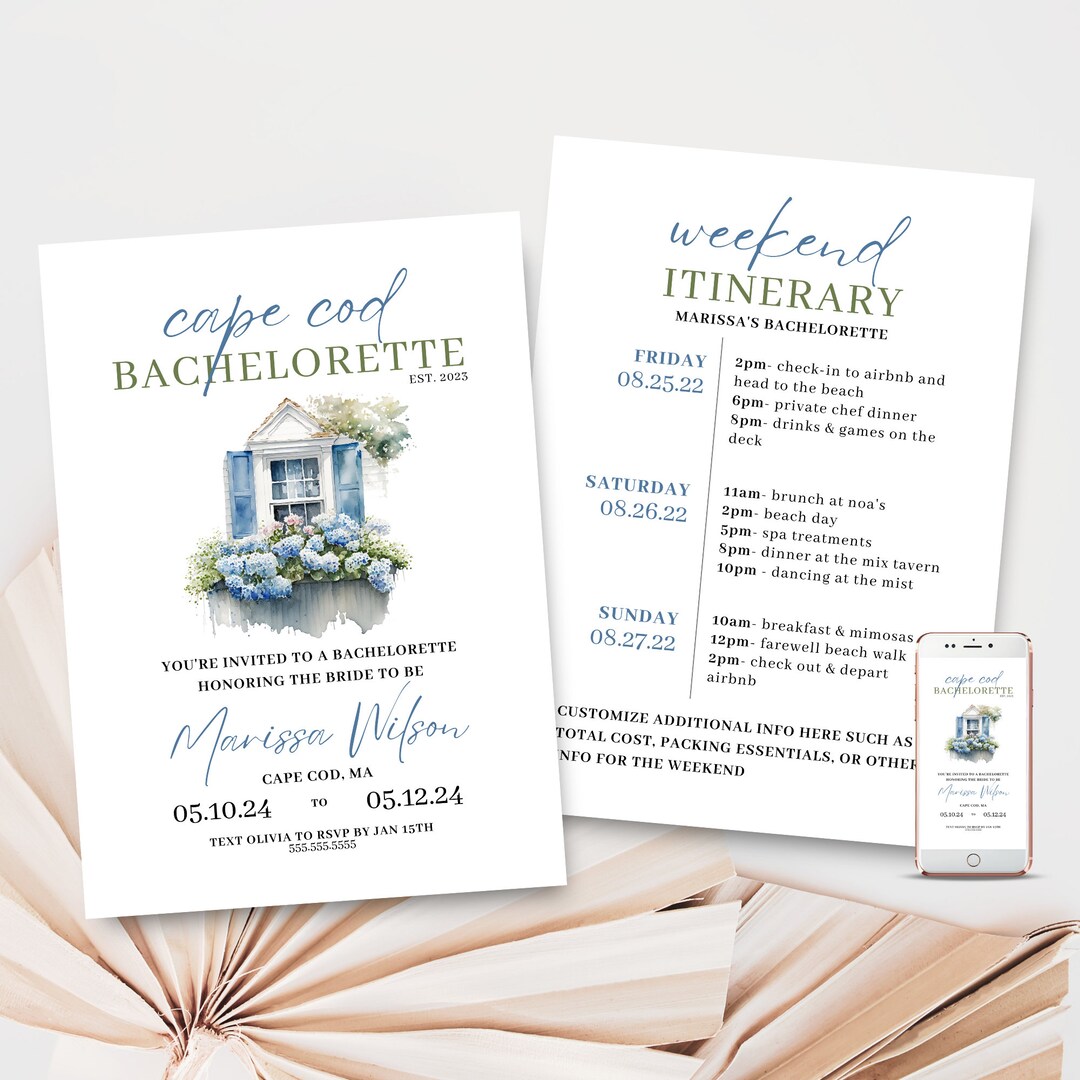 Cape Cod Bachelorette Party Invitation Coastal Bachelorette - Etsy