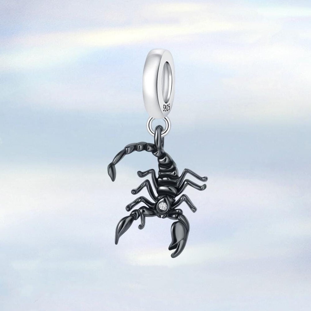 Black Scorpion Dangle Charm • Genuine S925 Sterling Silver Charm for ...