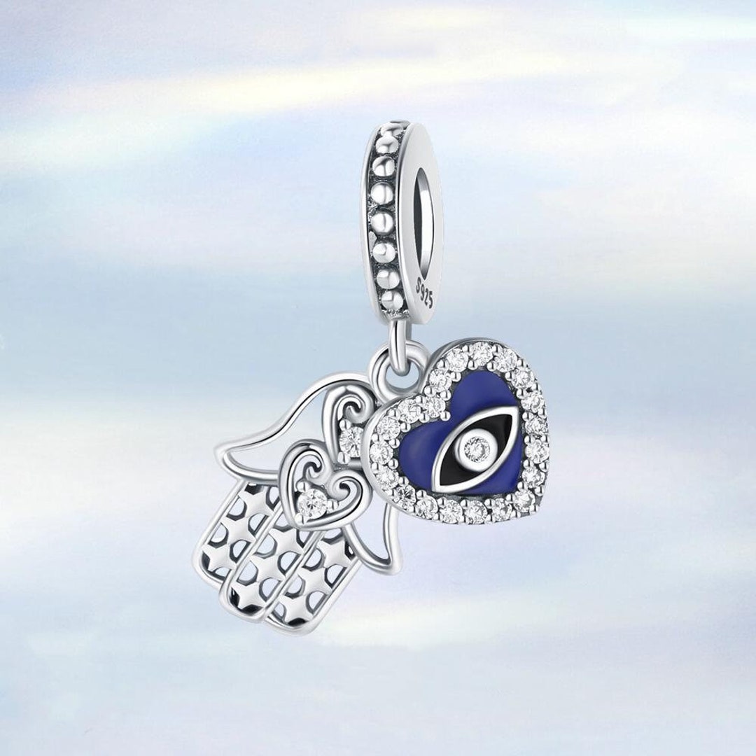 Protective Hamsa Hand & All Seeing Eye Evil Eye Dangle Charm • S925 ...