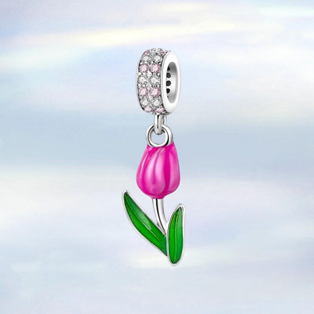 Tulip Flower Dangle Charm • S925 Silver Charm for Bracelet • Necklace ...
