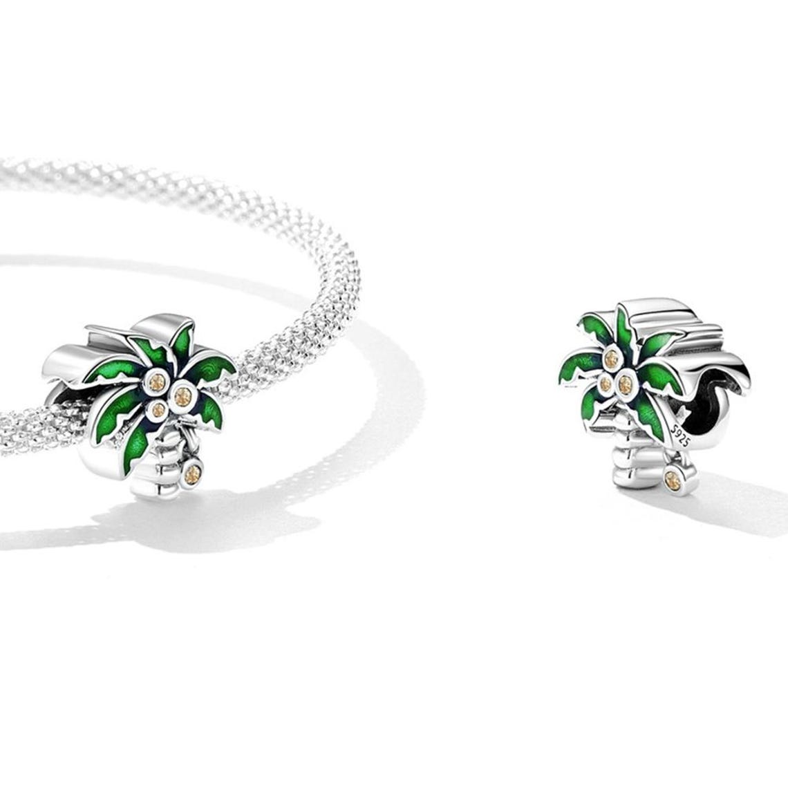 Summer Palm Tree Charm Tropical Coconut Tree • 925 Sterling Silver ...