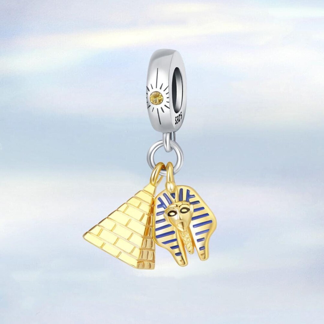 Egypt Pyramid Sphinx Dangle Charm • Genuine S925 Sterling Silver Charm ...
