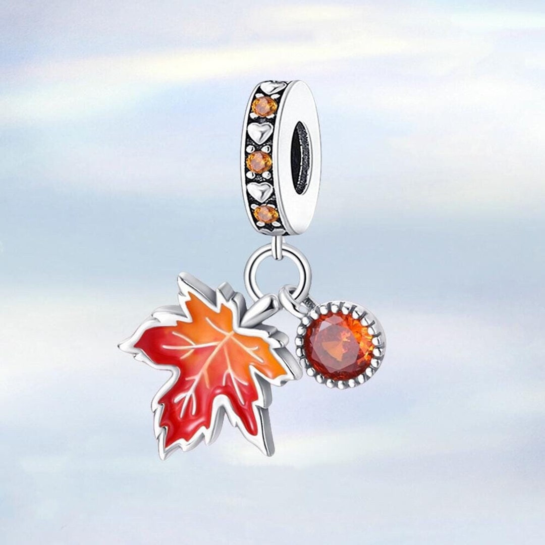 Maple Leaf Dangle Charm • Silver Charm for Bracelet • Necklace Pendant ...