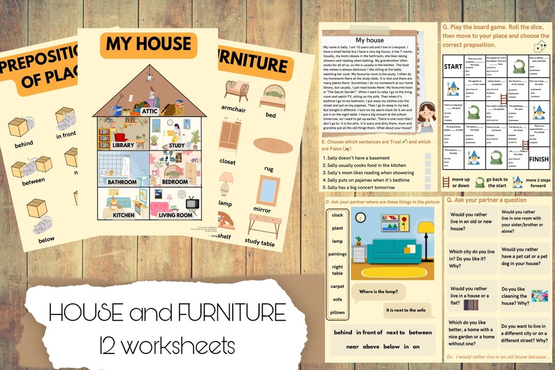 ESL House and Furniture Worksheet/ Lesson Plan - Etsy