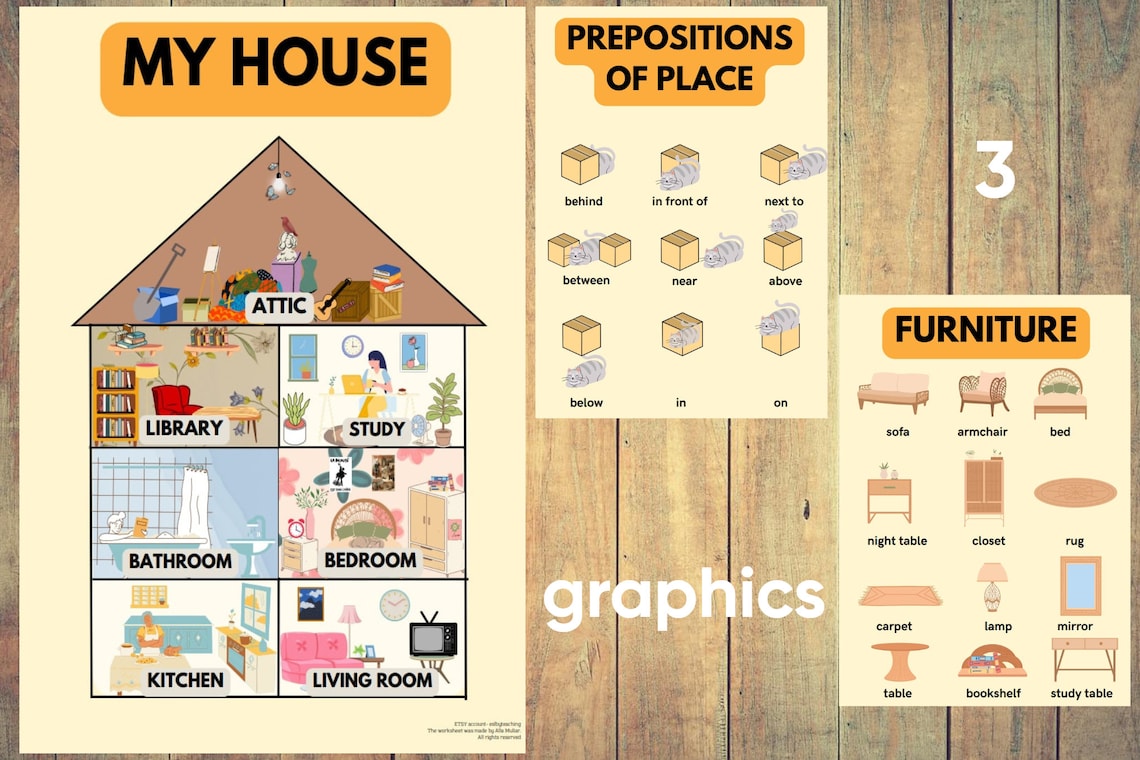 ESL House and Furniture Worksheet/ Lesson Plan - Etsy