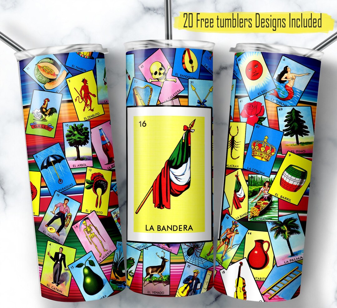 Mexican Loteria Tumbler Wrap, 20oz Skinny Design, Loteria Cards Design ...