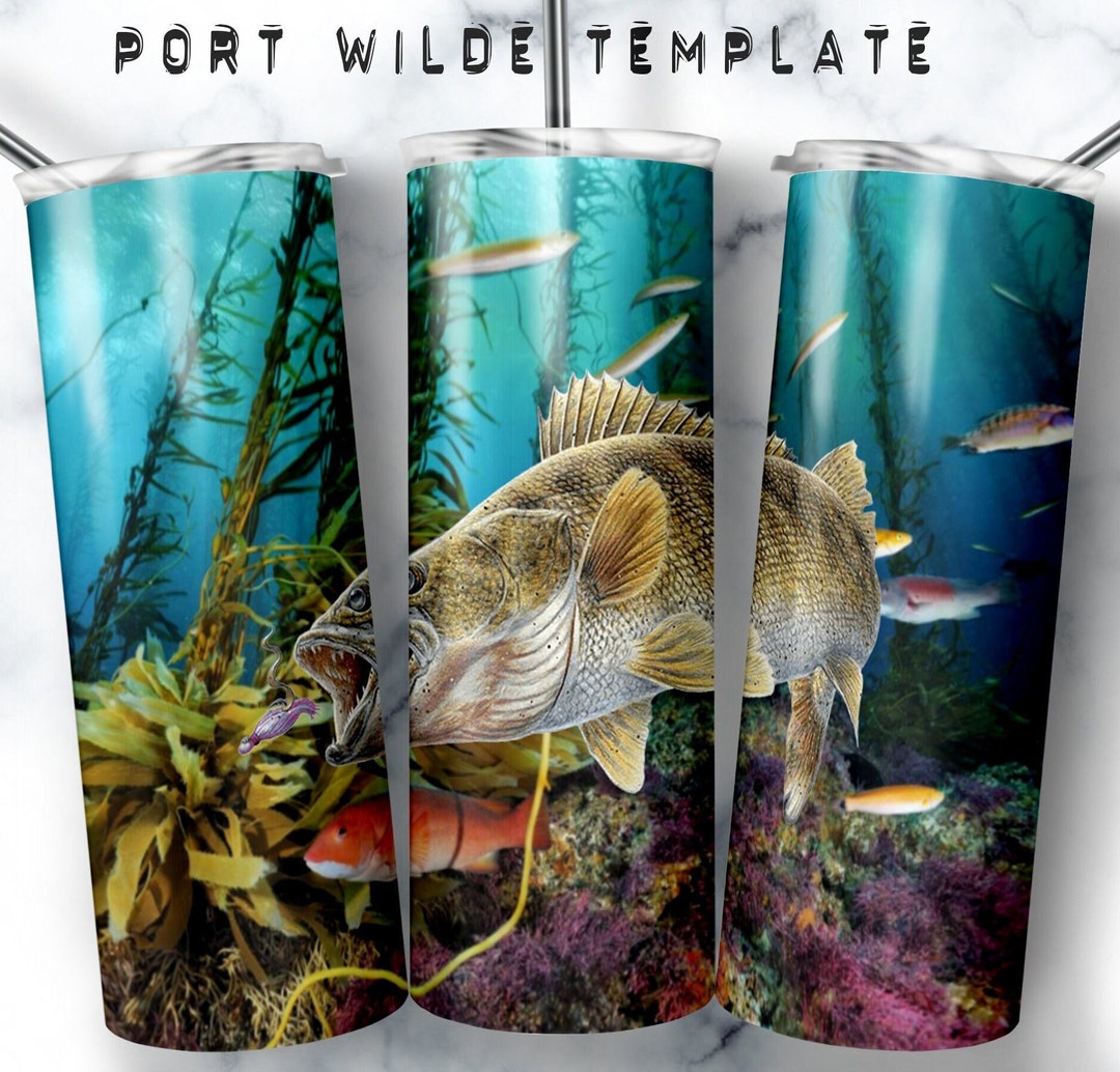 Walleye Fish Digital Wrap, 20oz Skinny Tumbler Designs, Tumbler Wrap ...