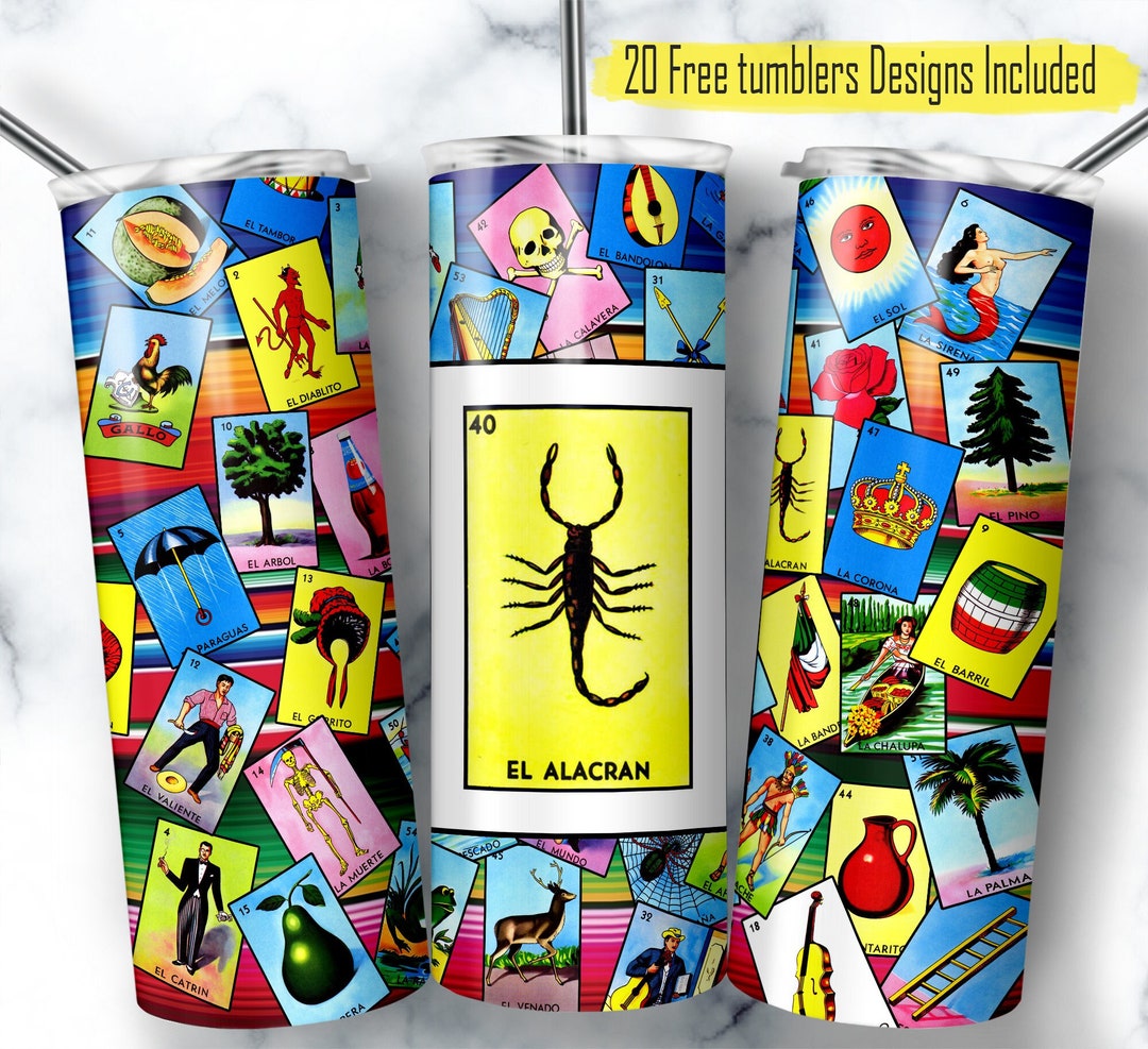 Mexican Loteria Tumbler Wrap, 20oz Skinny Design, Loteria Cards Design ...