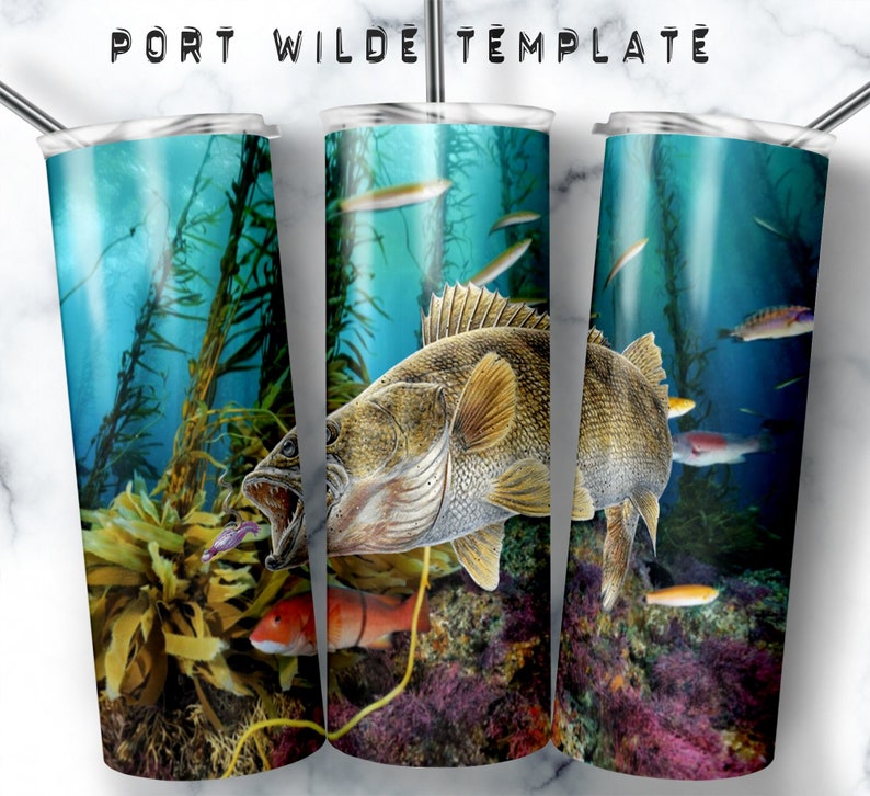 Walleye Fish Digital Wrap 20oz Skinny Tumbler Designs - Etsy