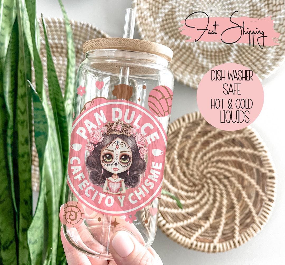 16oz Catrina Frosted Clear Glass Can Cafecito Y Chisme 16oz Etsy