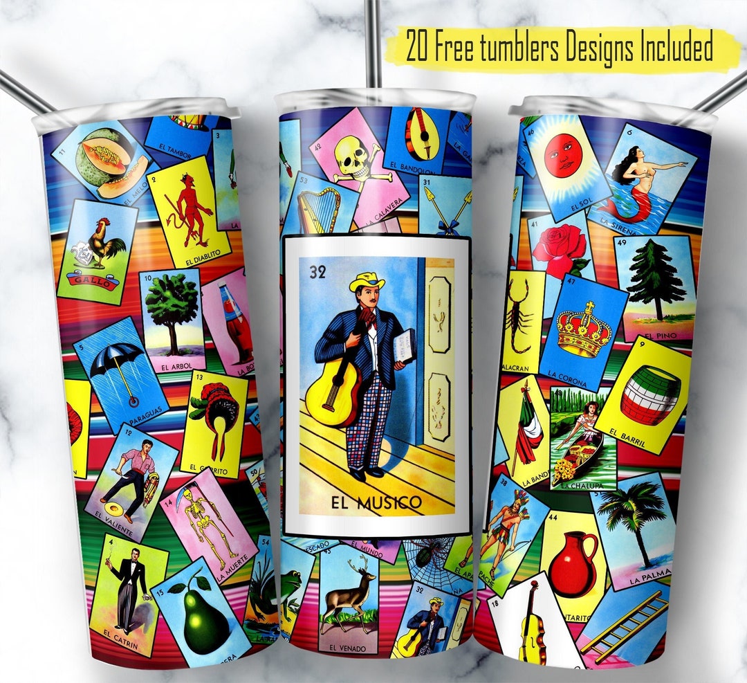 Mexican Loteria Tumbler Wrap, 20oz Skinny Design, Loteria Cards Design ...