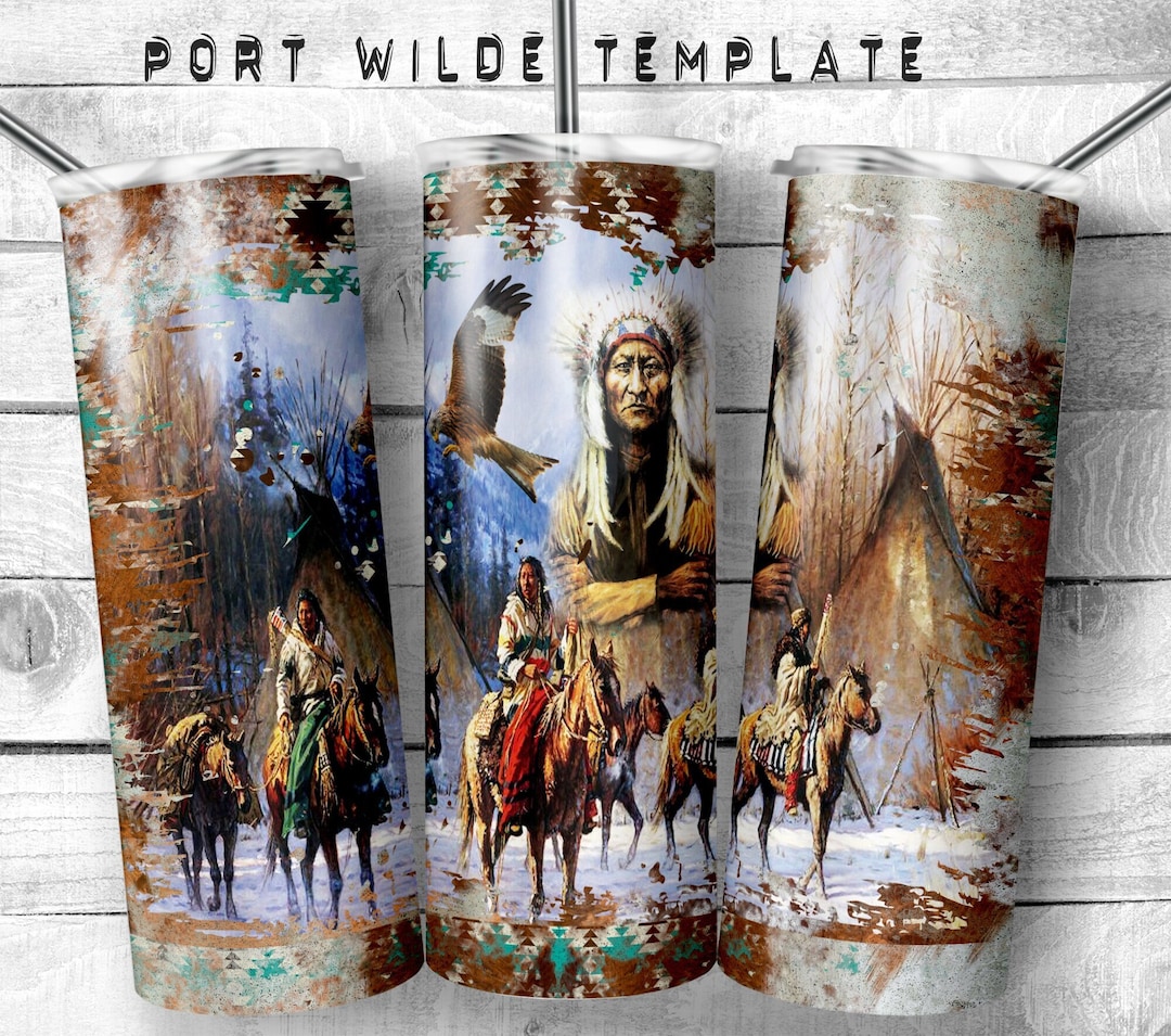 Native American Warrior Tumbler Design: 20oz Skinny Wrap (digital ...