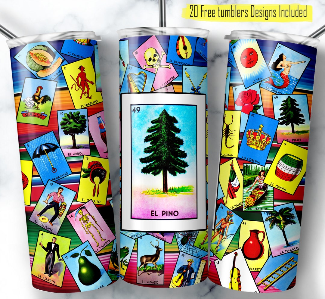 Mexican Loteria Tumbler Wrap, 20oz Skinny Design, Loteria Cards Design ...