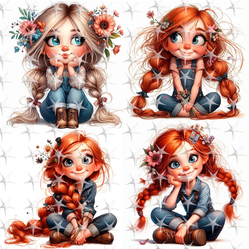 Whimsical Girl Clipart: Watercolor Artwork for Junk Journals (digital ...