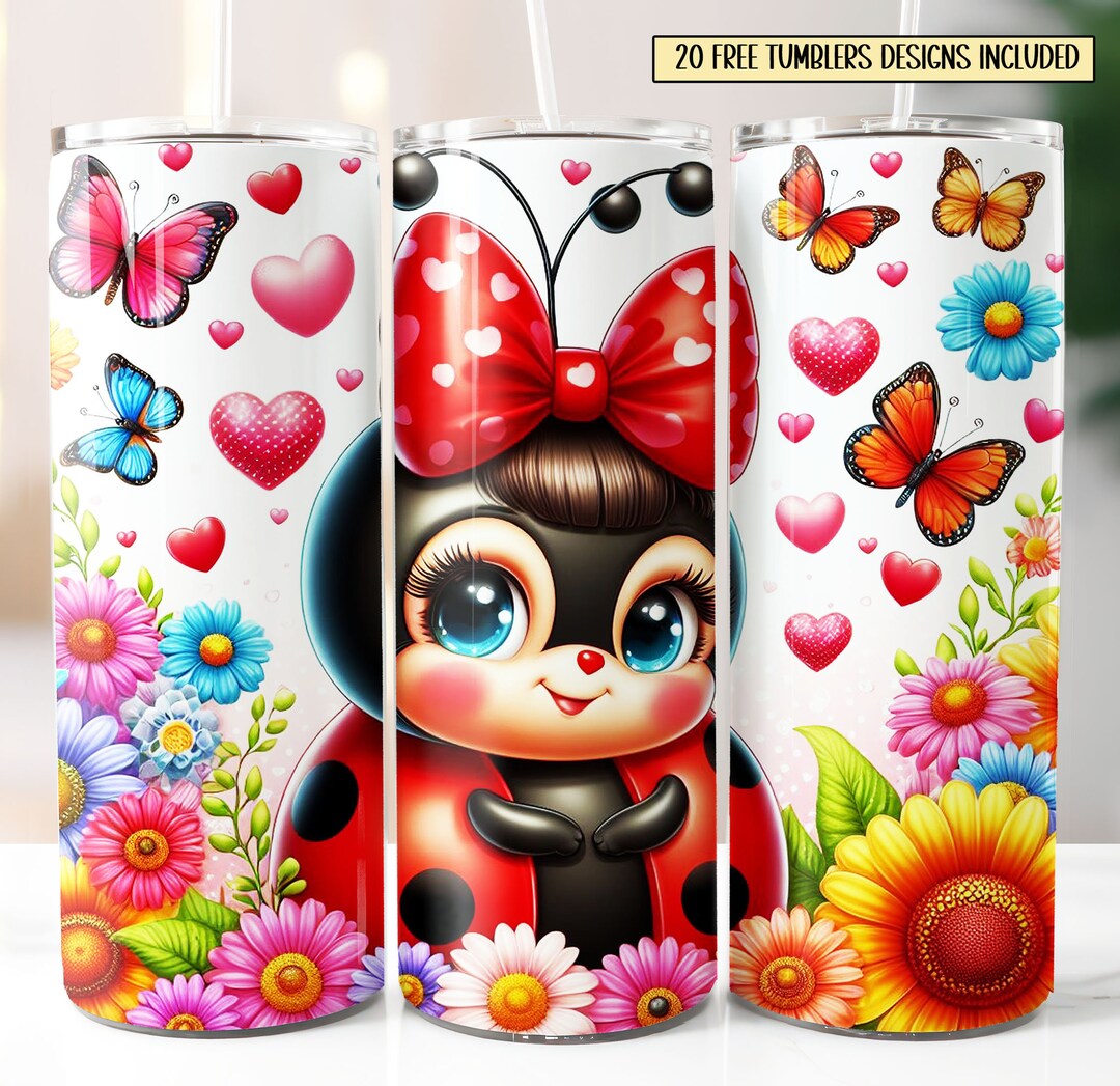 Ladybug Floral 20oz Tumbler Wrap Design (digital Download) - Etsy