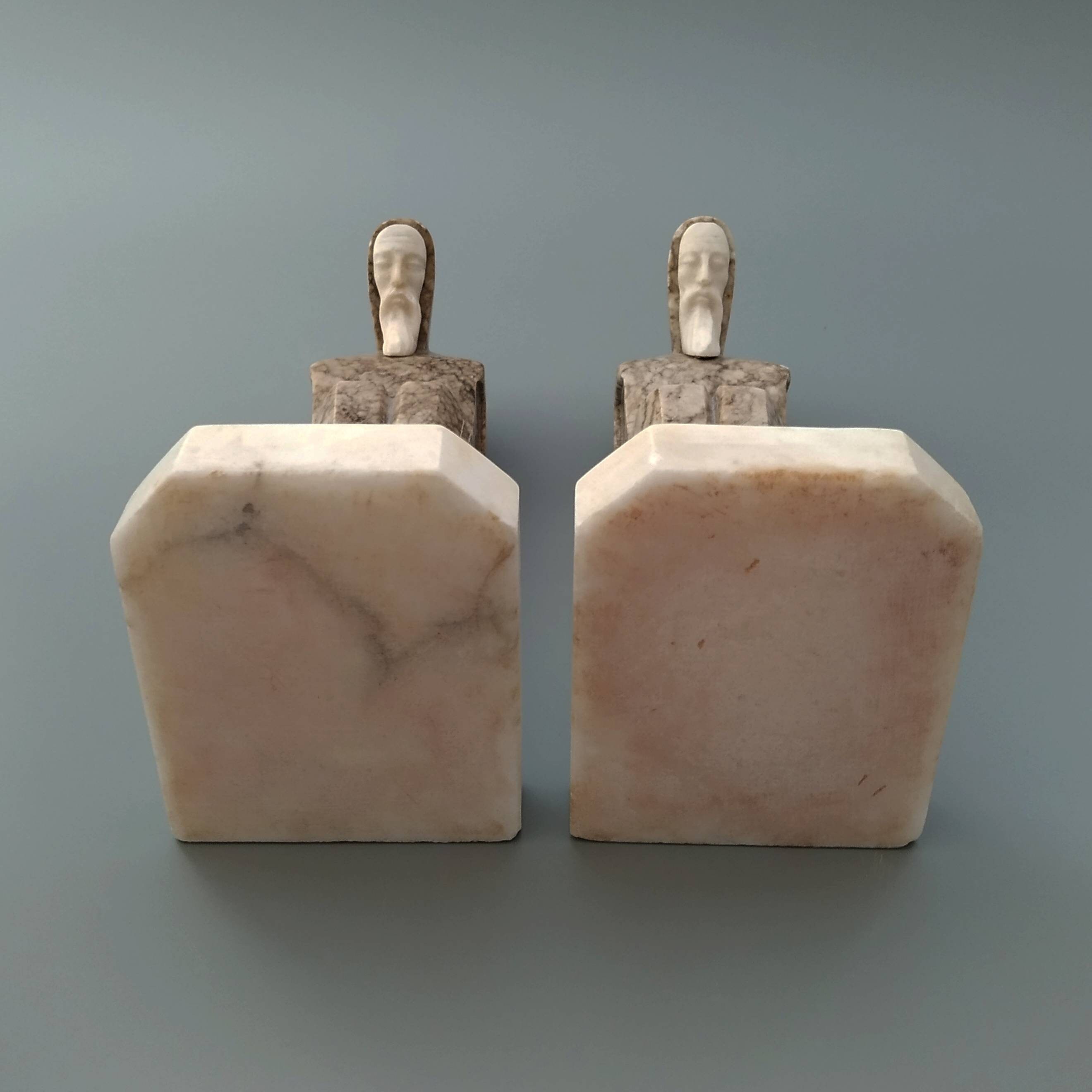 Mid Century Carved Alabaster and Marble Monk Bookends 3 Pcs - Etsy Denmark