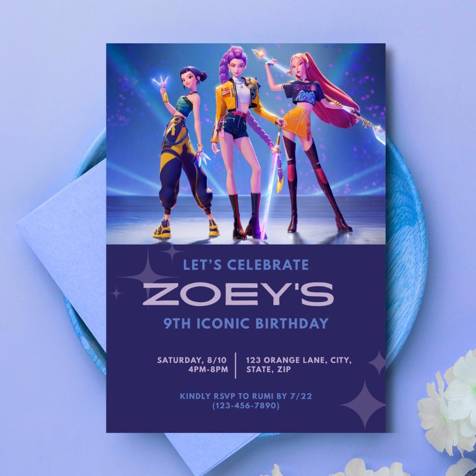 K-pop Demon Hunters Party Invitation | Editable Canva Template ...