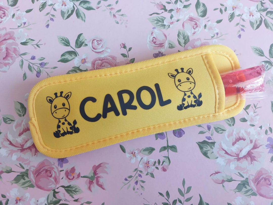 Personalised Giraffe Ice Pop Holder Ice Lolly Yellow Black Giraffe ...