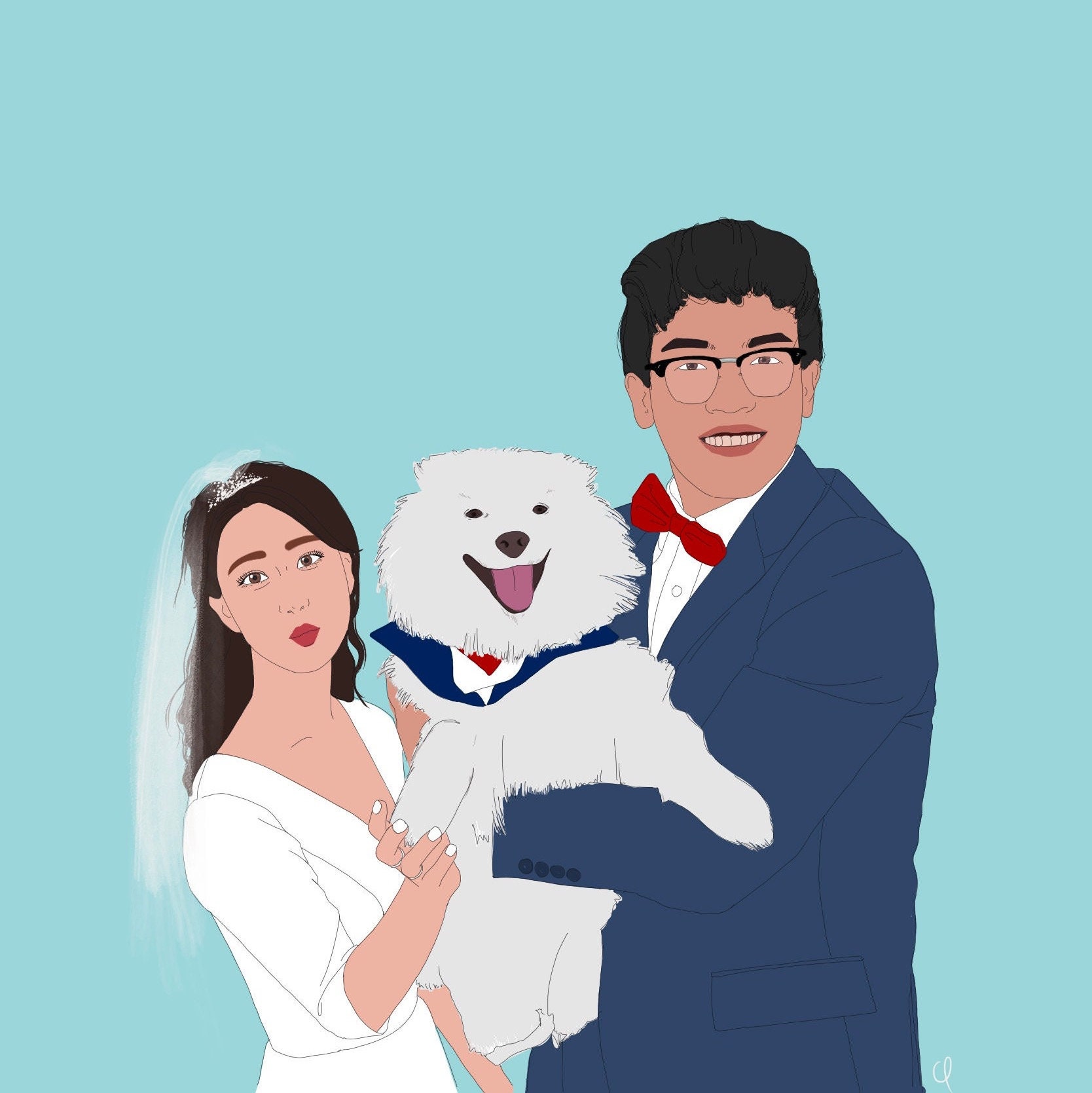 CUSTOM Handdrawn Full Face Portrait DIGITAL - Etsy