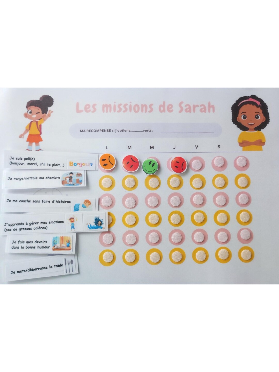 Personalized Mission Chart for Children, Behavior Chart, A4 Format, 18 ...
