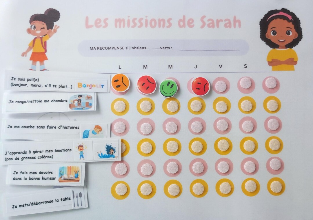 Tableau De Missions Personnalisé Pour Enfant, Tableau De Comportement ...