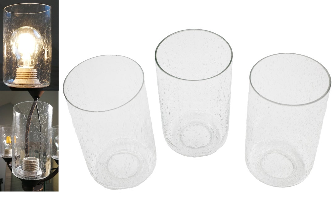 3 Pack Cylinder Glass Shade, Clear Seeded Bubble for Light Fixture - Etsy