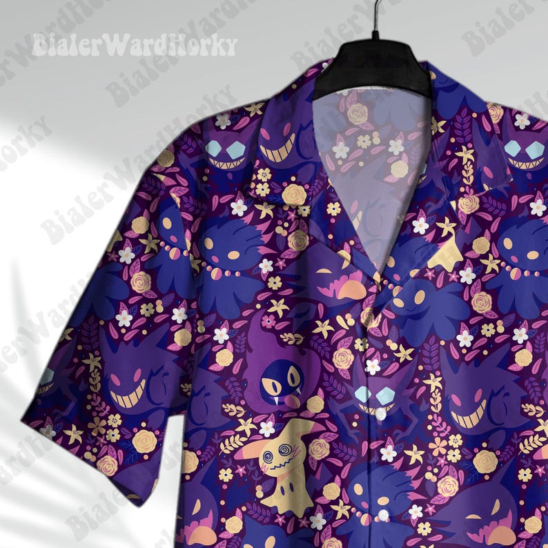Spooky Ghost Type Hawaiian Shirt - Legendary Anime Summer Party Beach ...