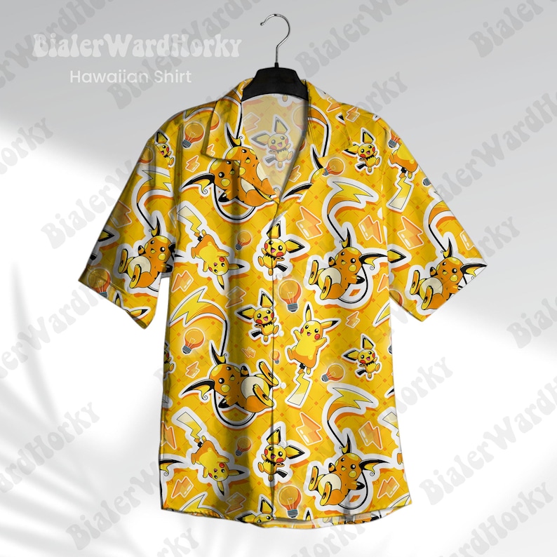 Pichu Evolution Hawaiian Shirt - Electric Type Anime Manga Aloha Shirt ...