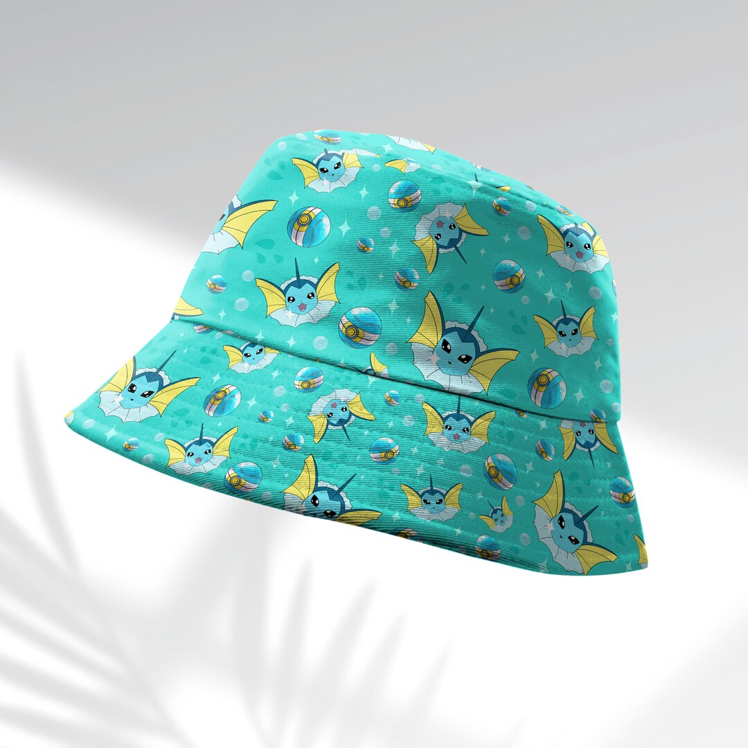 Vaporeon Bucket Hat Water Type Shirt Beach Hat Eevee Evolutionanime ...