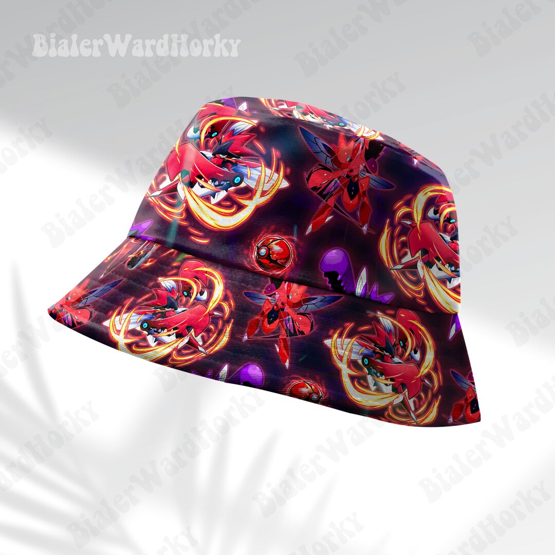 Scizor Battle Bucket Hat Steel Type Funny Beach Hat Anime Bucket Scizor ...