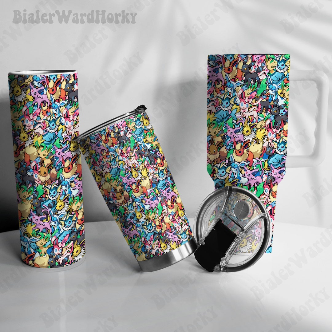 Eevee Evolution Stacked Tumbler Cute Tumbler Anime Tumbler 20oz 30oz ...