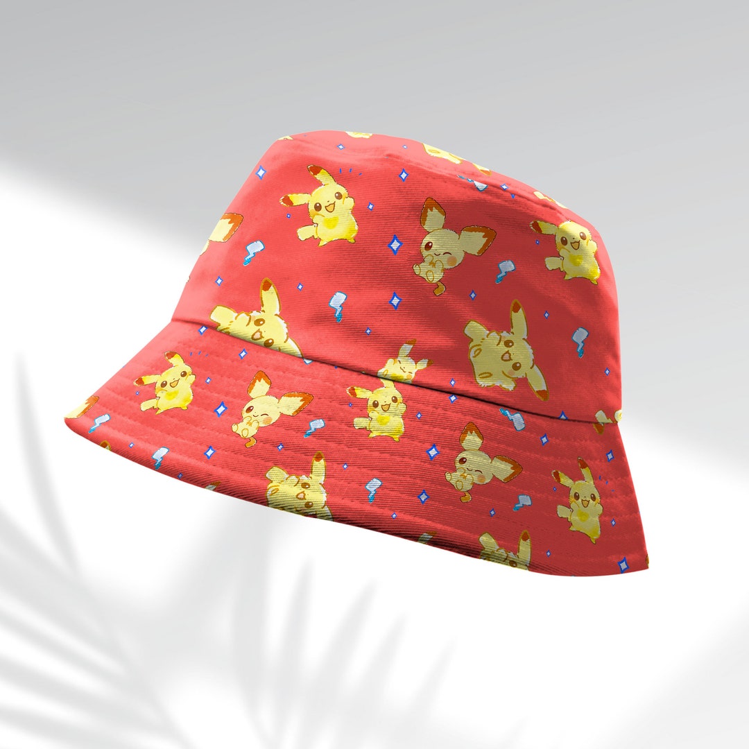 Pichu Pikachu Bucket Hat Funny Electric Type Graphic Anime Pikachu Hat ...