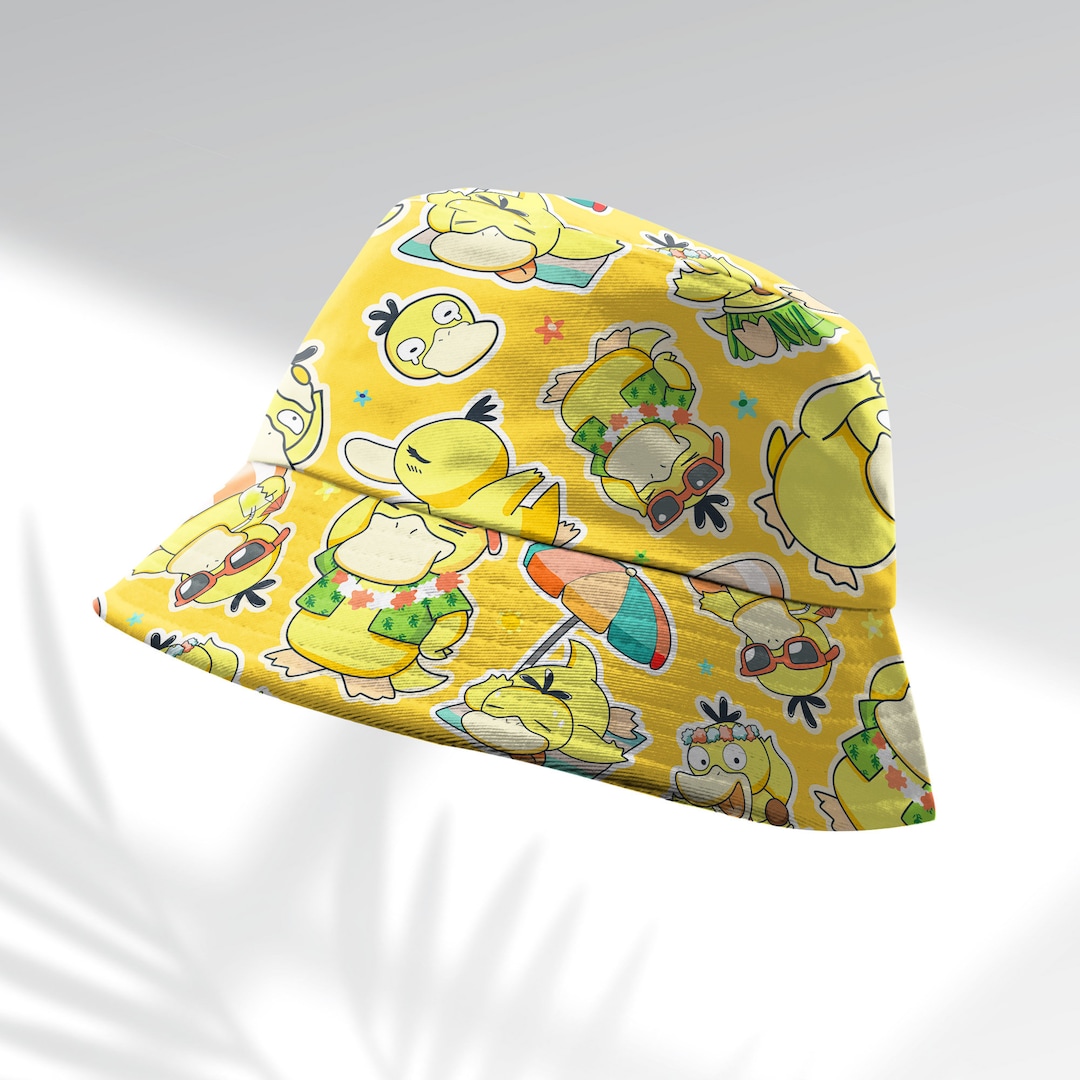Psyduck Hawaiian Bucket Hat Water Type Beach Hat Anime Bucket Psyduck ...