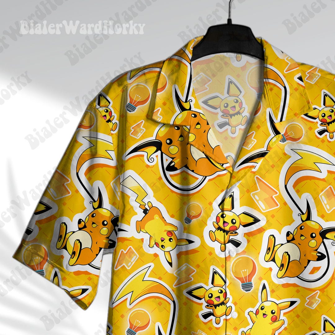 Pichu Evolution Hawaiian Shirt - Electric Type Anime Manga Aloha Shirt ...