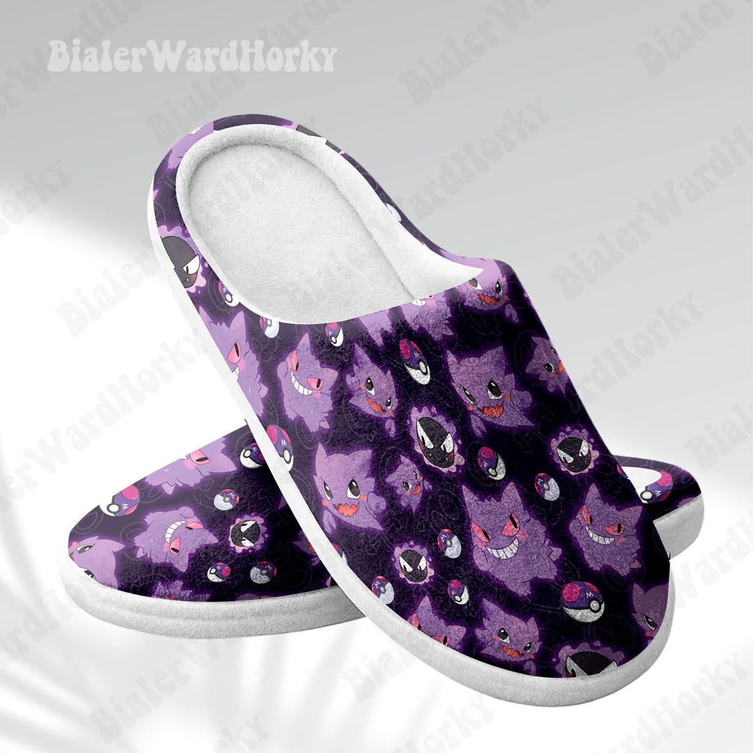 Gengar Slippers - Cozy Plush House Shoes - Indoor Footwear Gamers ...