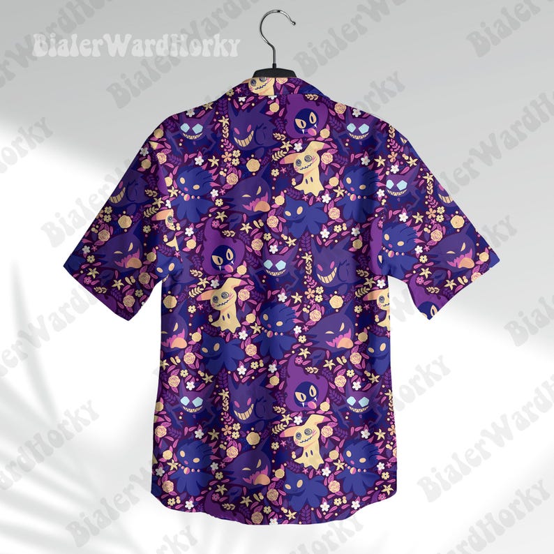 Spooky Ghost Type Hawaiian Shirt - Legendary Anime Summer Party Beach ...