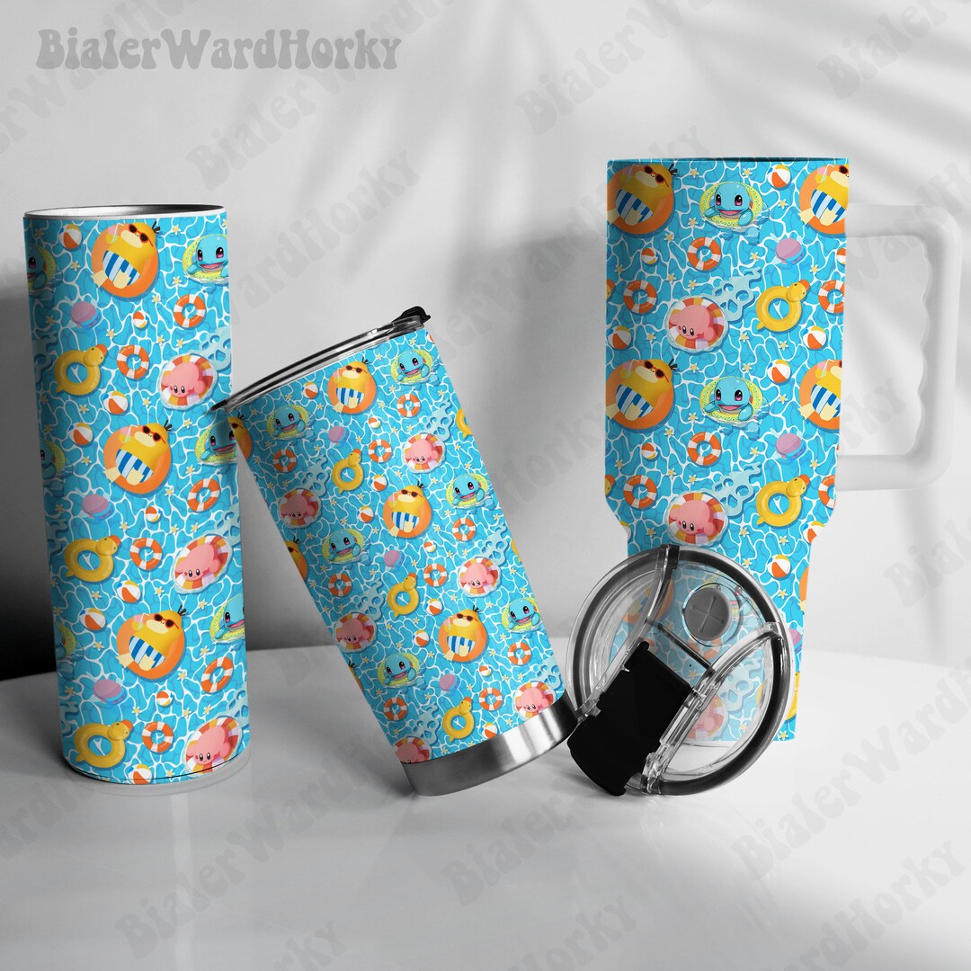 Beach Anime Tumbler Cute Water Type Aloha Squirtle Psyduck Anime ...