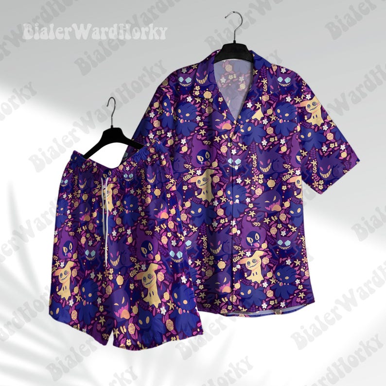Spooky Ghost Type Hawaiian Shirt - Legendary Anime Summer Party Beach ...