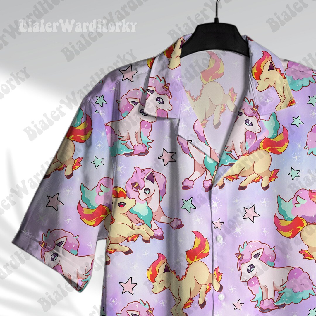 Ponyta Hawaiian Shirt Fire Type Shirt Aloha Shirt Anime Shirt Galarian ...