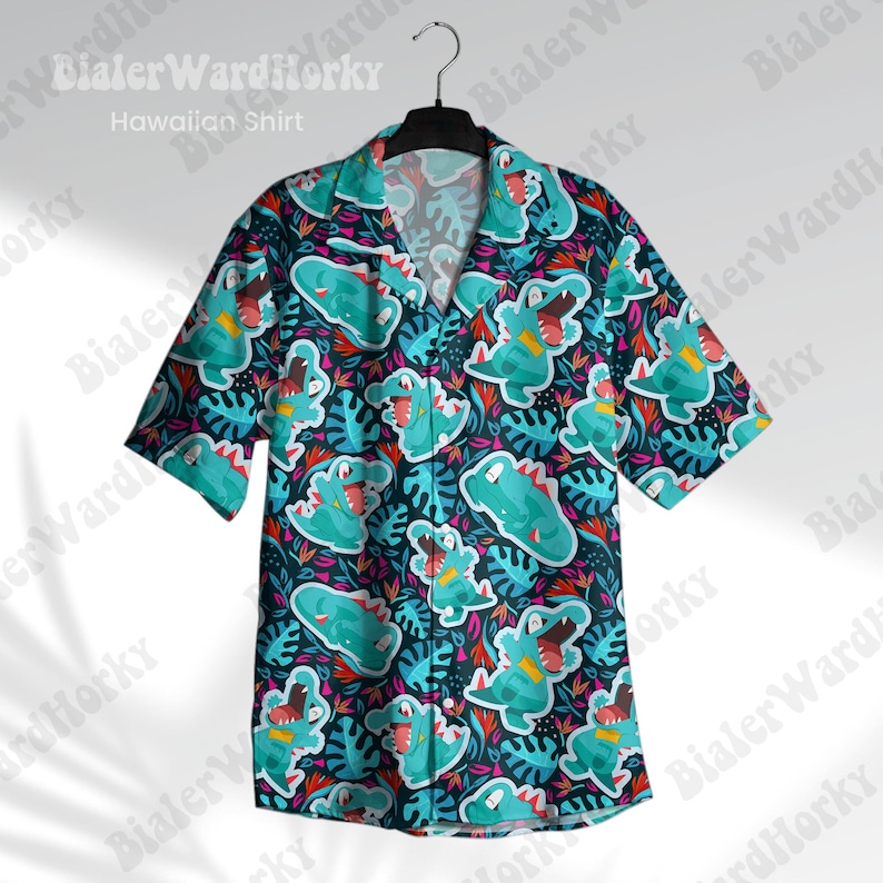 Totodile Hawaiian Shirt: Funny Anime Style - Etsy