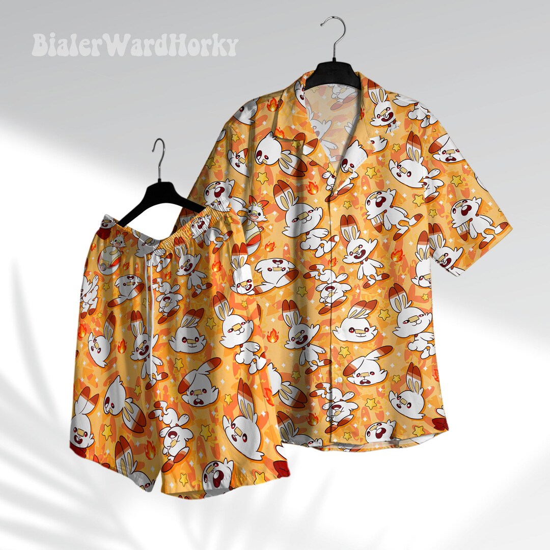 Scorbunny Fire Type Hawaii Shirt Fire Type Shirt Aloha Shirt Anime ...