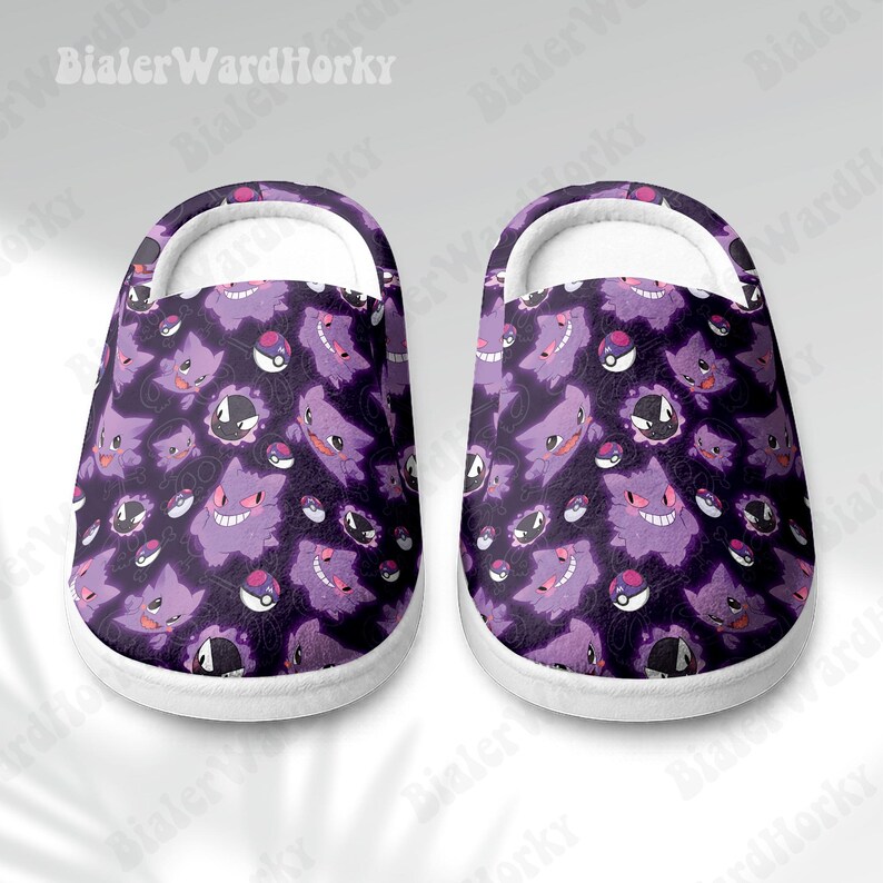 Gengar Slippers - Cozy Plush House Shoes - Indoor Footwear Gamers ...