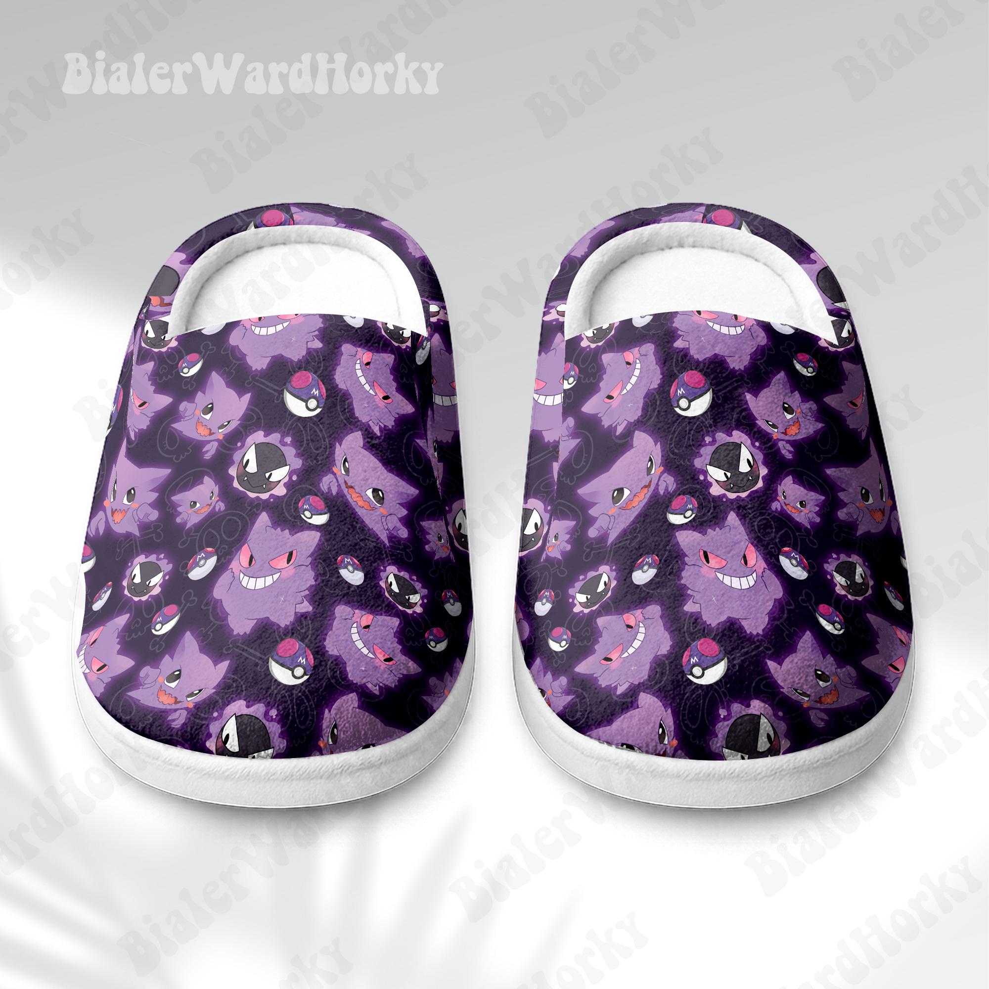 Gengar Slippers - Cozy Plush House Shoes - Indoor Footwear Gamers ...