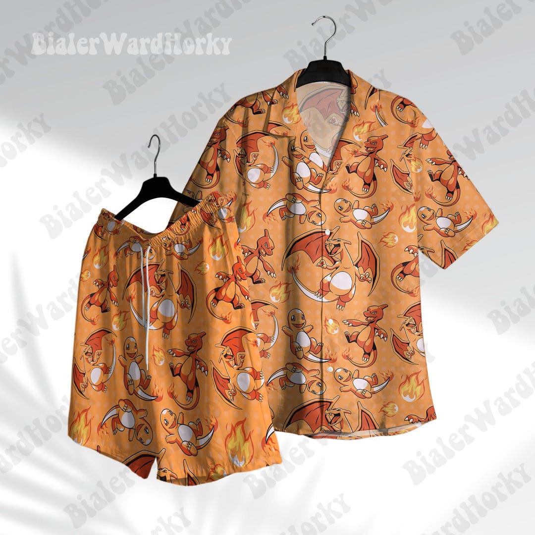 Charizard Hawaiian Shirt: Evolution Dragon Fire Anime Aloha Shirt - Etsy