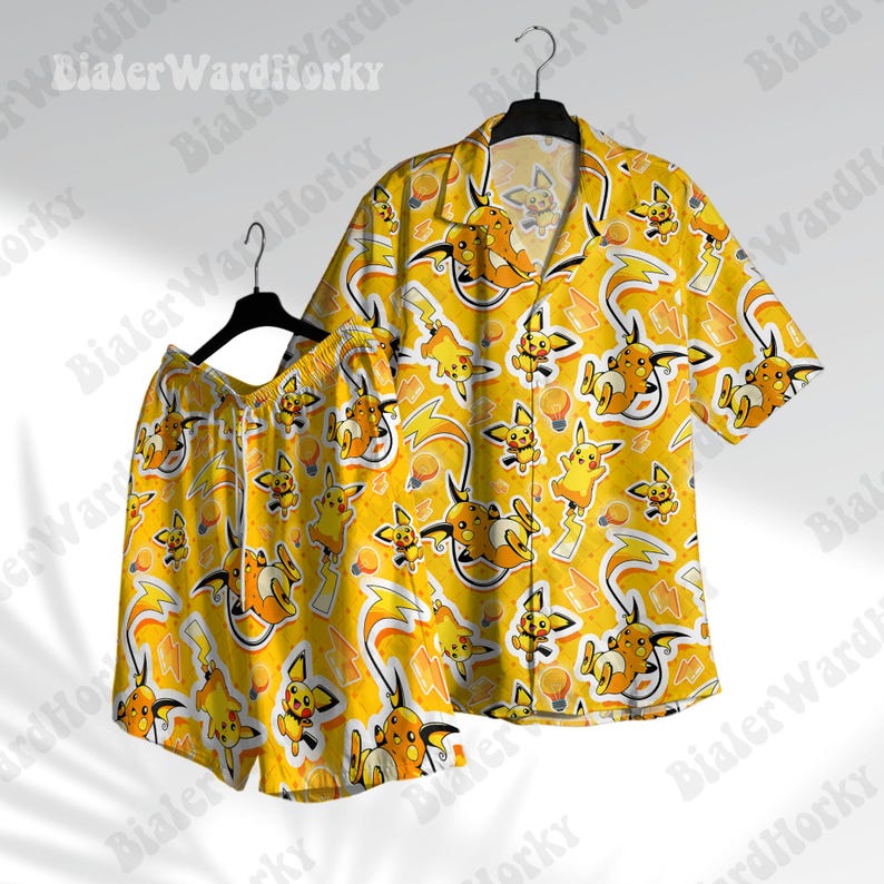 Pichu Evolution Hawaiian Shirt - Electric Type Anime Manga Aloha Shirt ...