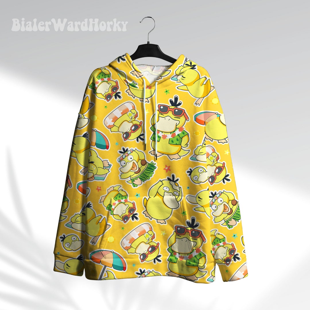 Psyduck Hawaii Hoodie Shirt Aloha Shirt Water Type Beach Shirt Anime ...