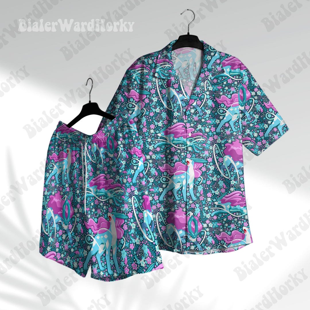 Suicune Hawaiian Shirt Legendary Water Type Summer Shirt Short Summer ...