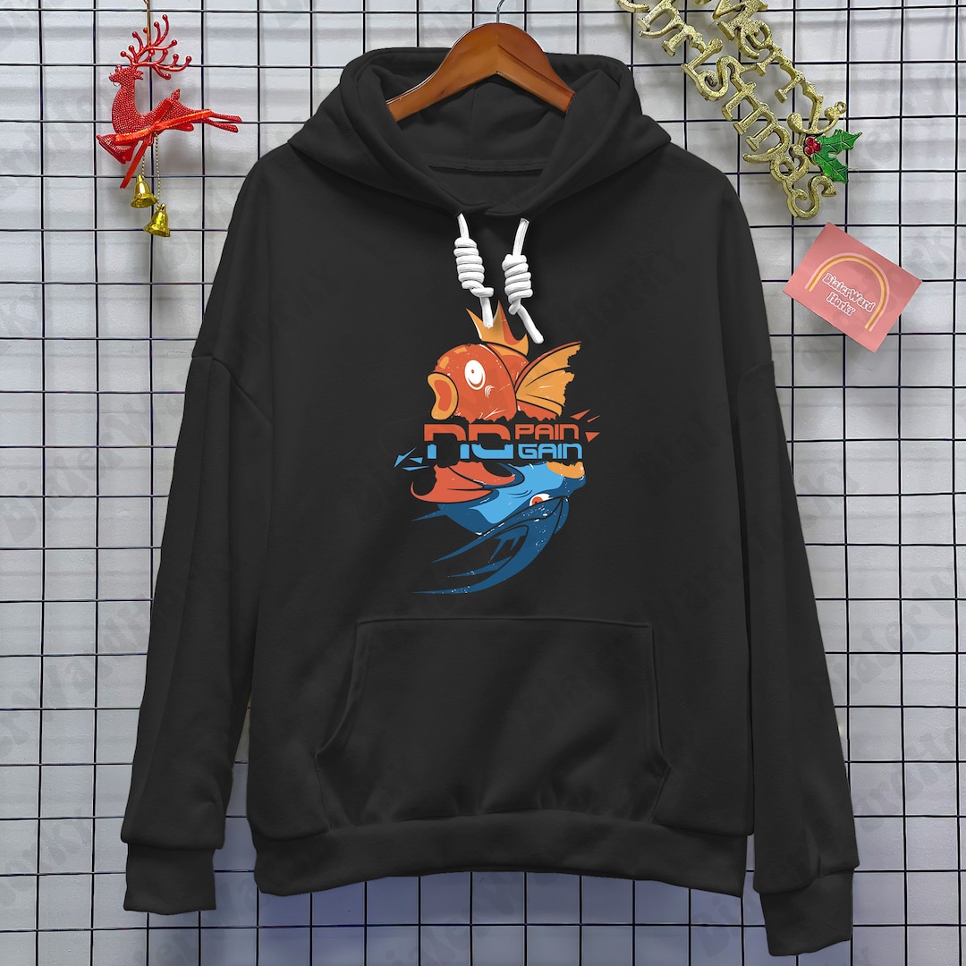Magikarp Gyarados Unisex Hoodie Shirt No Pain No Gain Tee Pocket ...