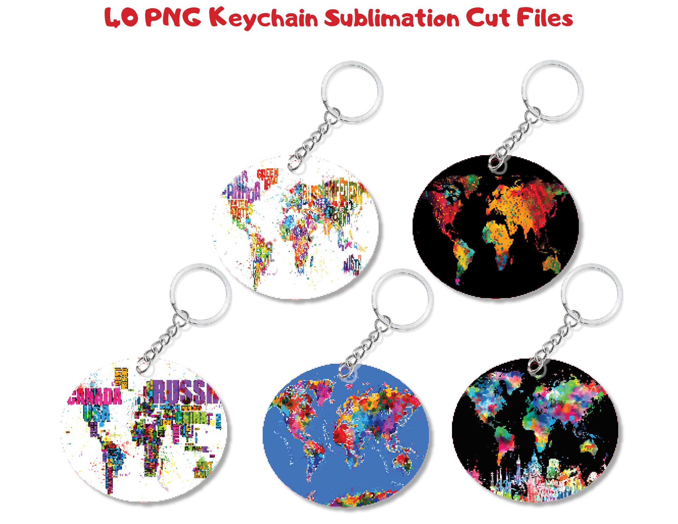 40 Png World Map Keychain Sublimation and Wood Acrylic Leather Laser ...